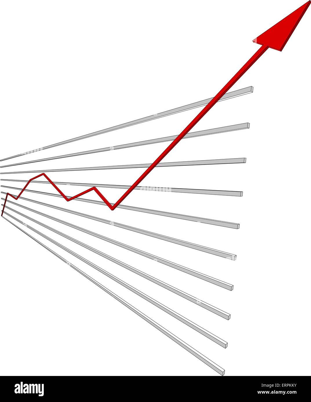 Graphical chart with red arrow up. Vector illustration Stock Vector ...