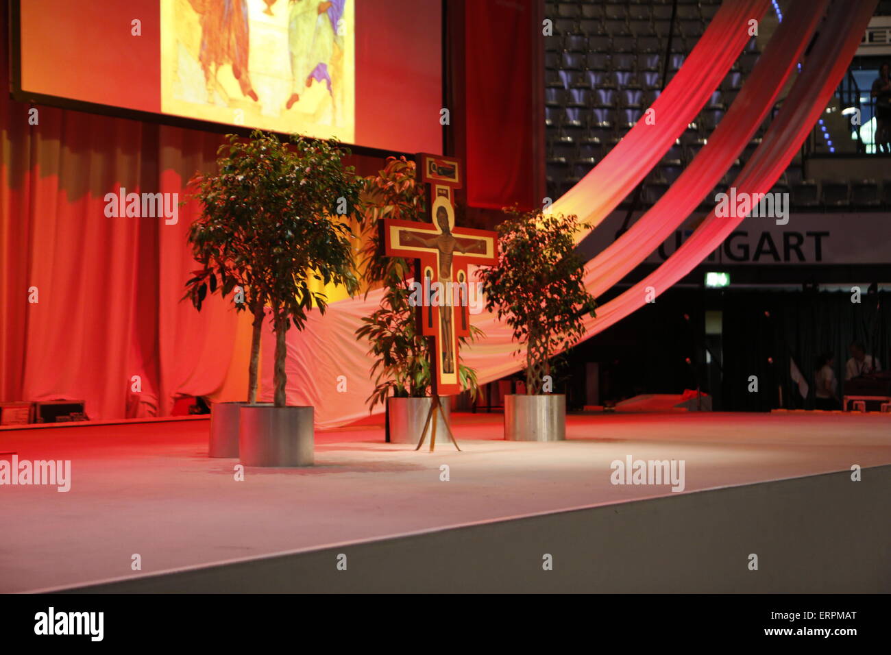 Stuttgart, Germany. 06th June, 2015. The altar at the Taizé prayer at ...