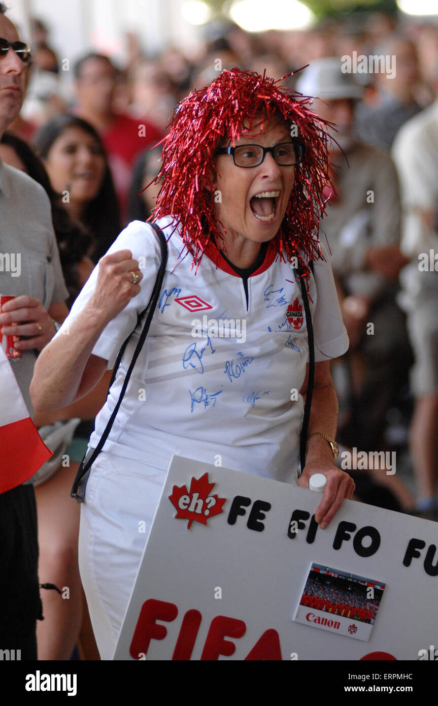 Vancouver, Canada. 6th June, 2015. A Canadian fan cheers for the team ...