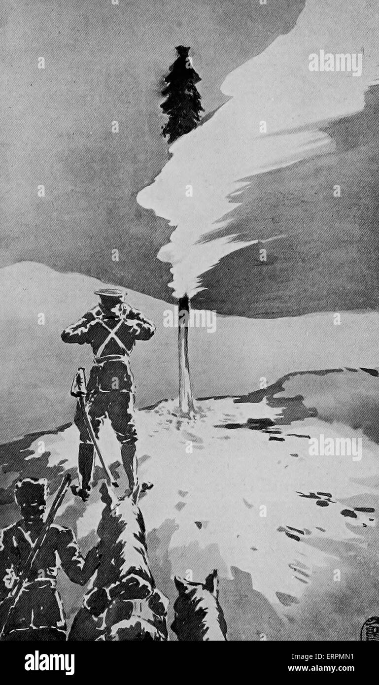 Cossacks lighting a beacon to give warning of Japanese flanking ...