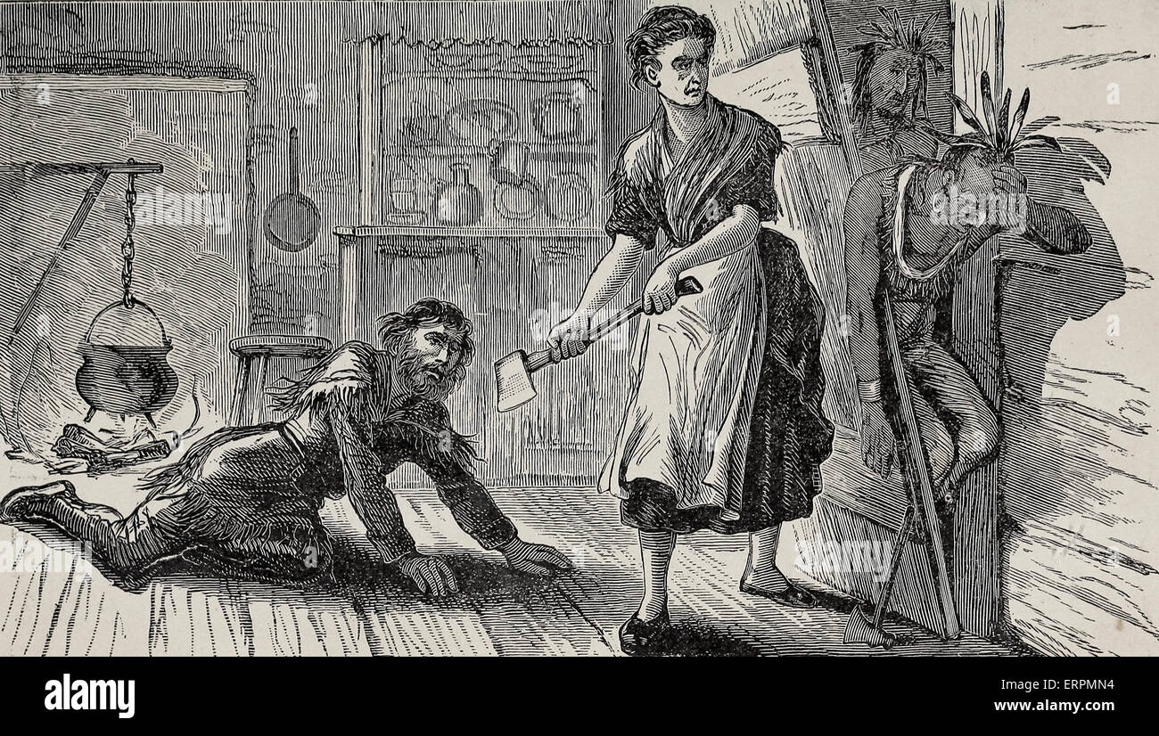 A Pioneer Woman makes desperate work, attacking a Native American with ...