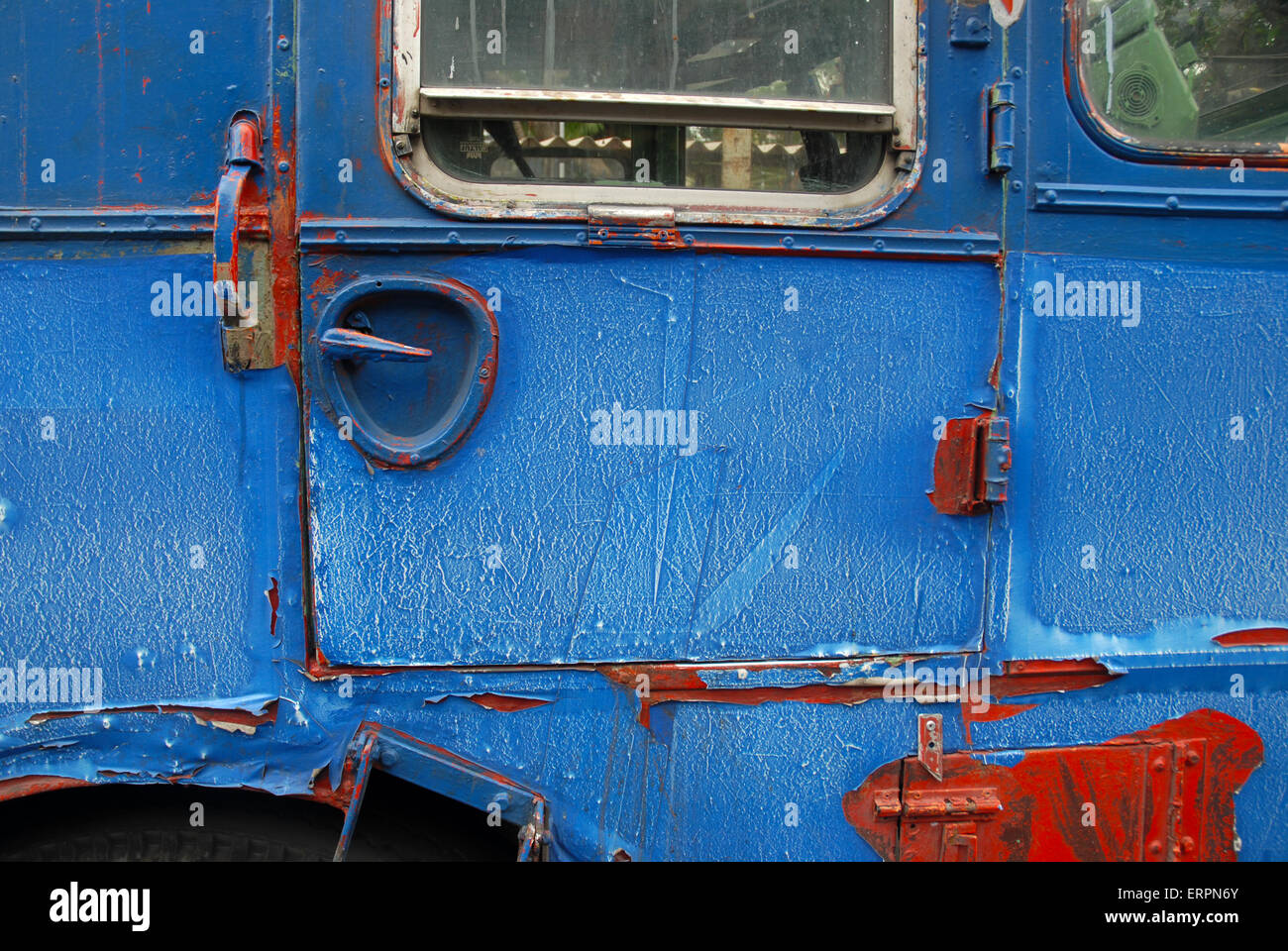 Close up of side of blue bus, Mumbai, Maharashtra, India Stock Photo ...