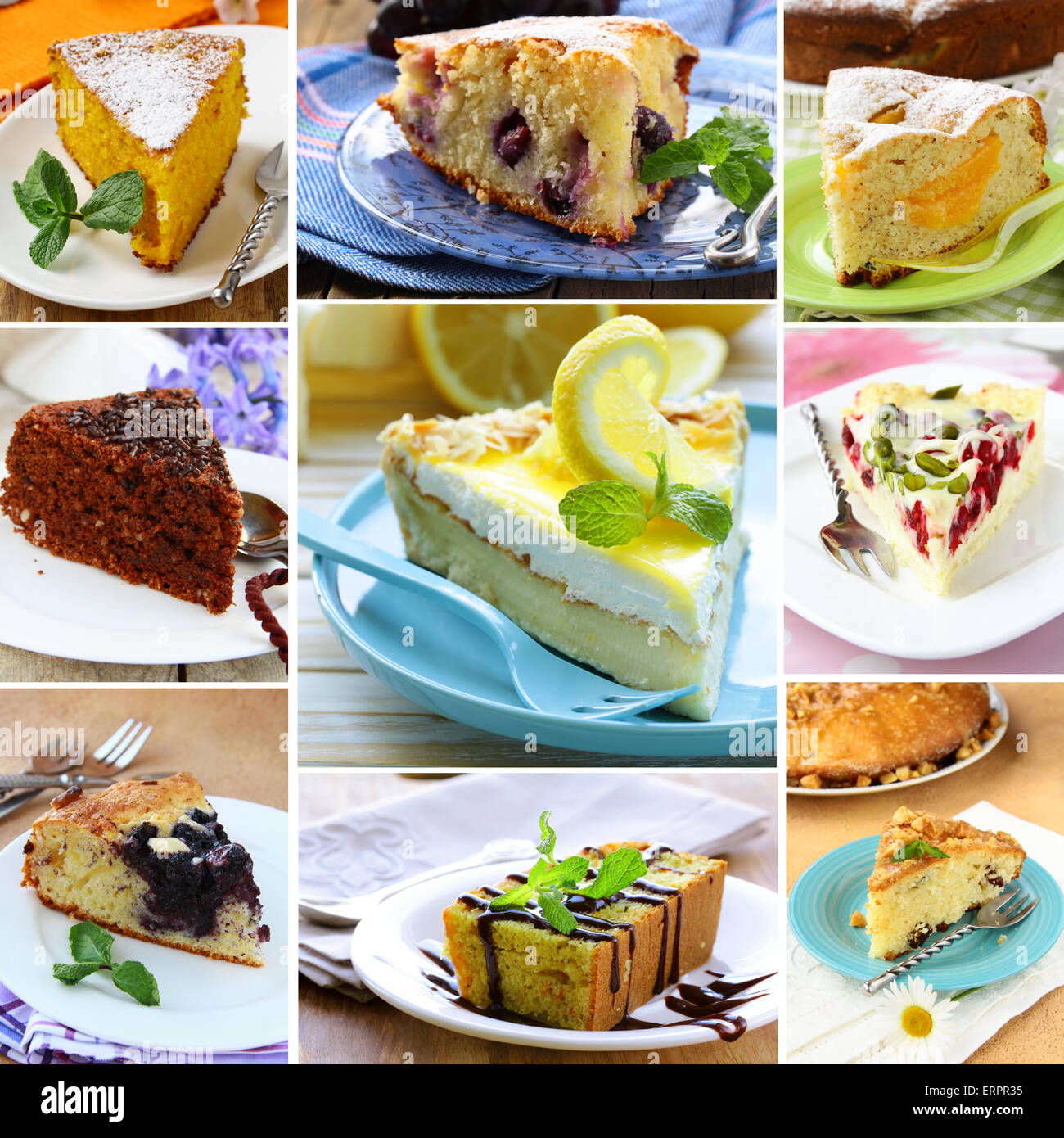 collage menu bakery - pieces various pies Stock Photo - Alamy