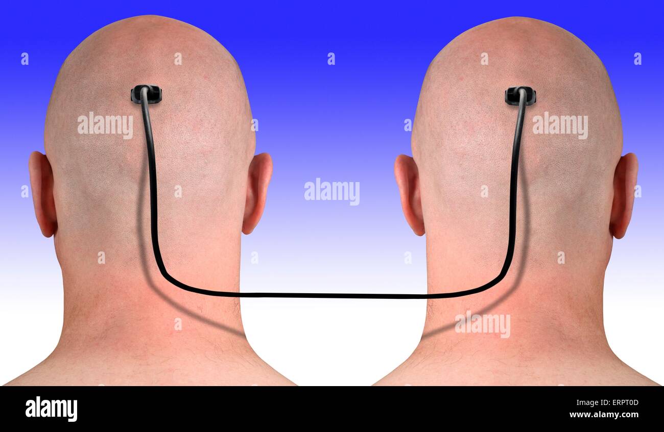 Two heads connected by a wire hi-res stock photography and images - Alamy