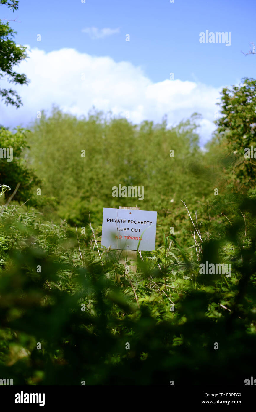 Private Property Keep Out Sign in countryside surrounded by vegetation ...