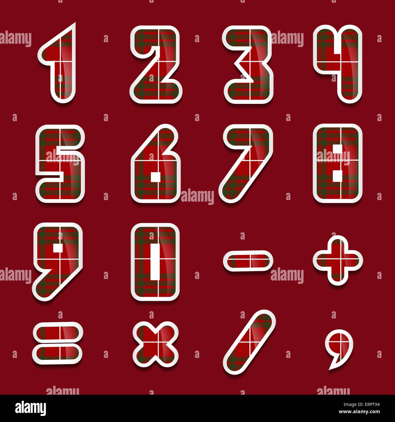 Simple form number and sign plaid set. Vector illustration background ...