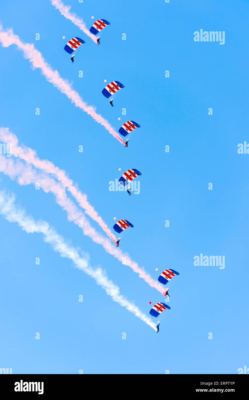 Wadebridge, Cornwall, UK. 6 June,2015. RAF Parachute Display Team, RAF ...