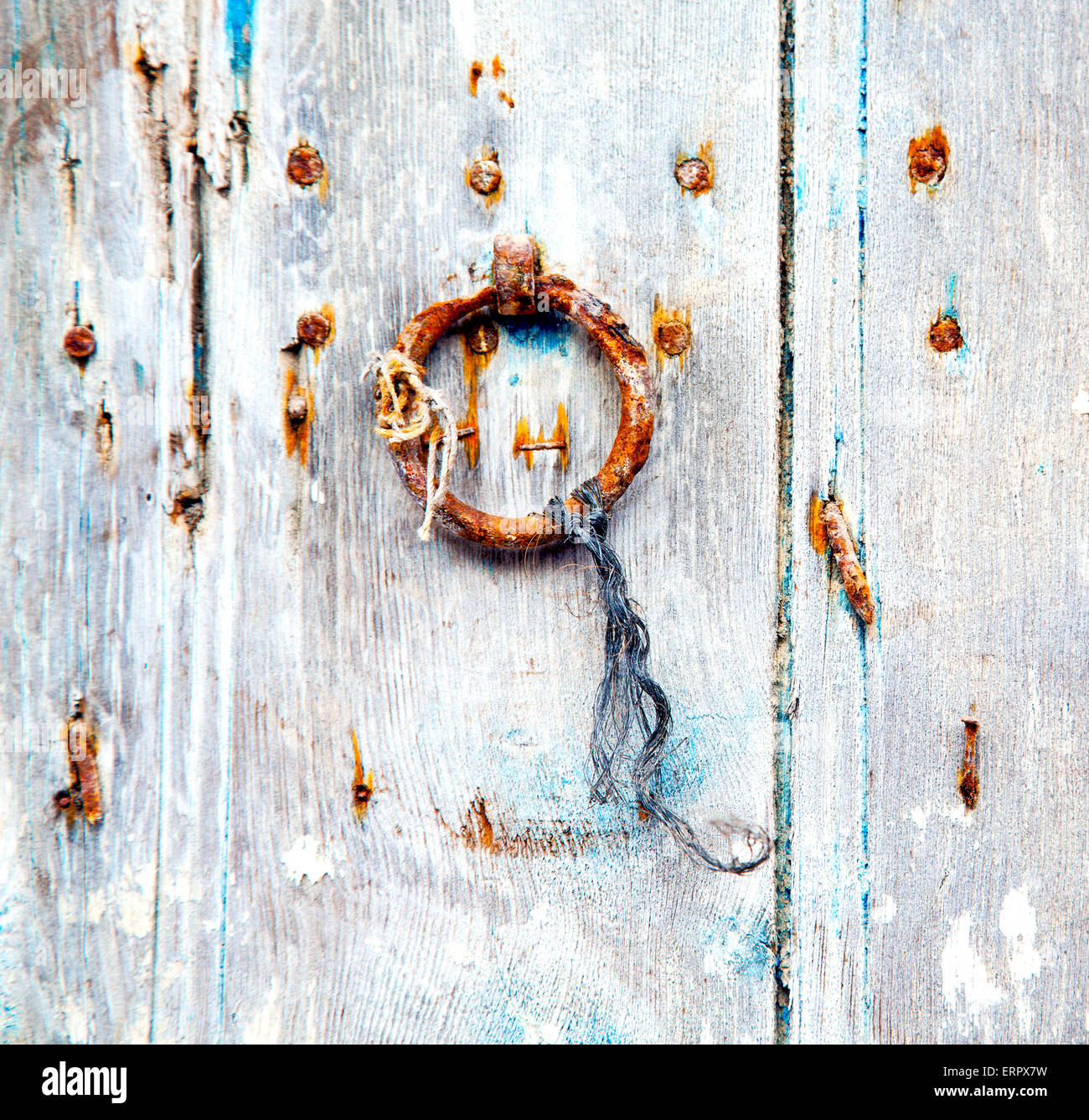 brown morocco in africa the old wood facade home and rusty safe padlock ...