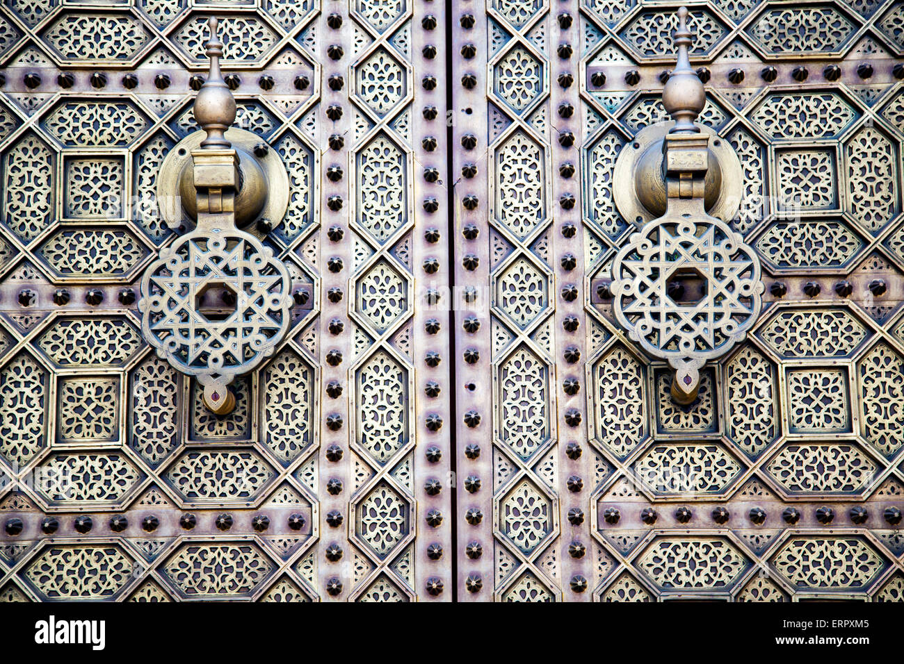 brown morocco in africa the old wood facade home and rusty safe padlock ...