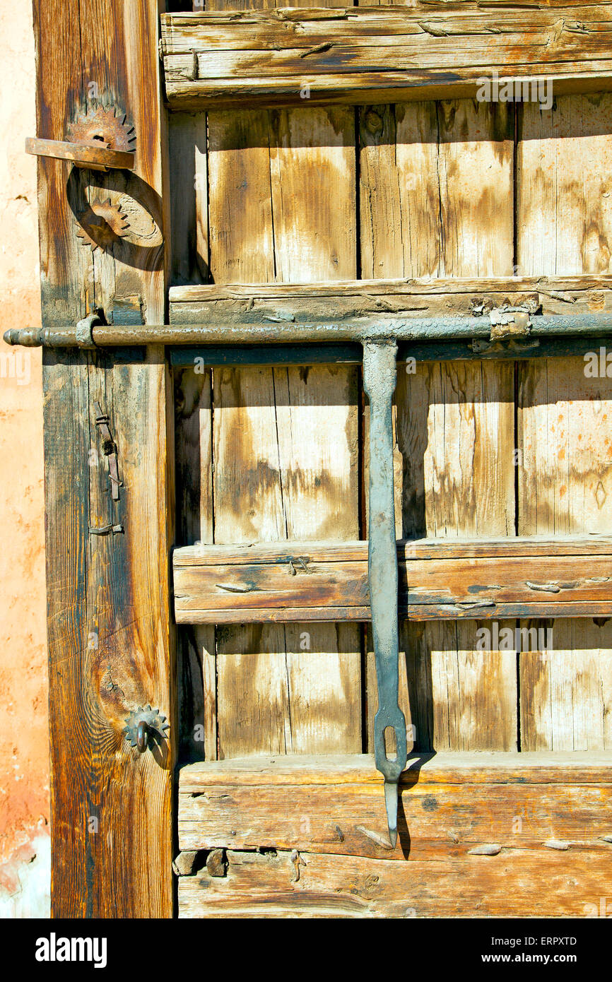 brown morocco in africa the old wood facade home and rusty safe padlock ...