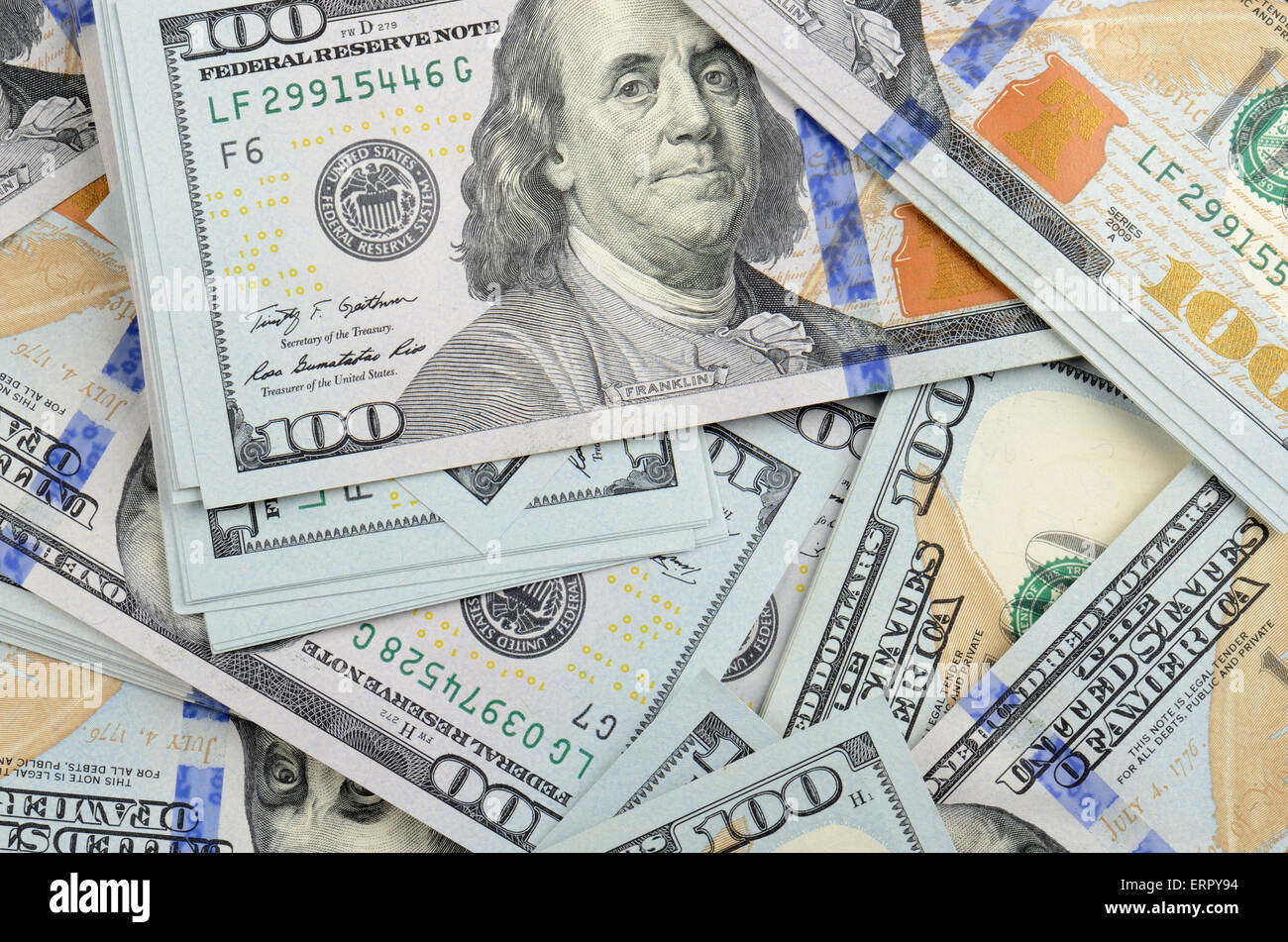 close up hundred dollars bank notes background Stock Photo - Alamy