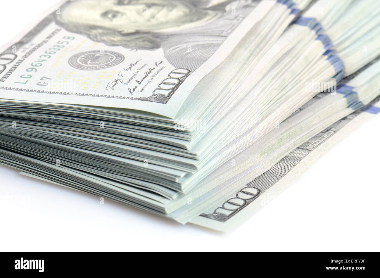 close up bundle of hundred dollars bank notes Stock Photo - Alamy