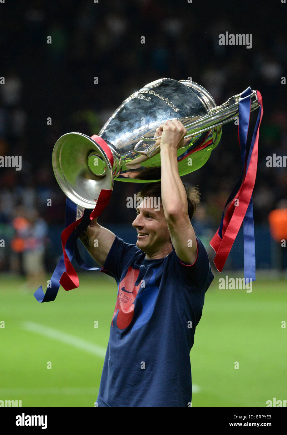 Berlin, Germany. 06th June, 2015. Barcelona's Lionel Messi celebrates ...