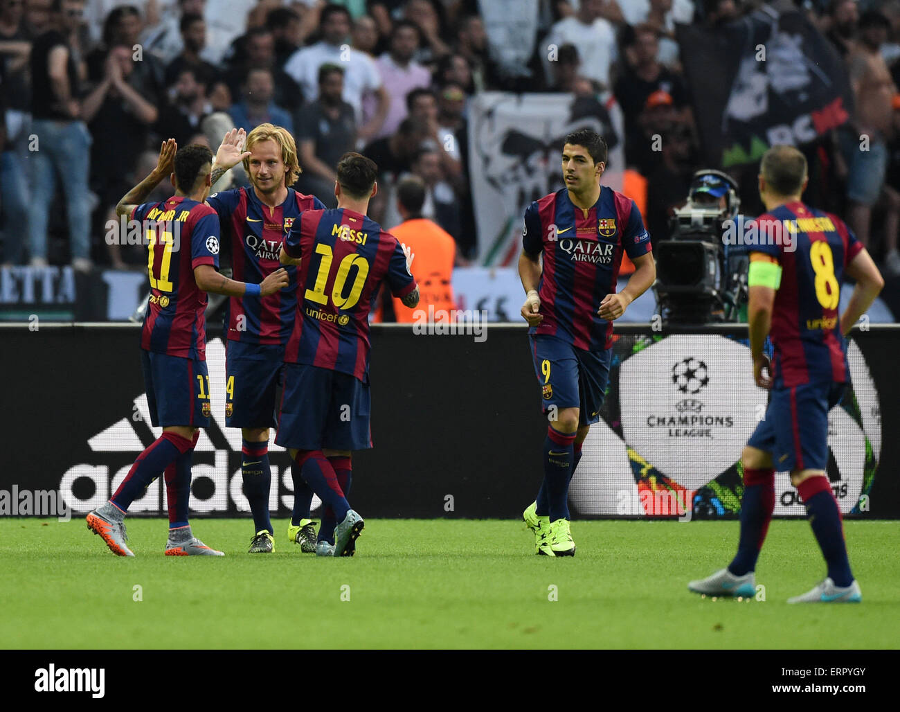 Barcelonas lionel messi celebrates scoring hi-res stock photography and ...