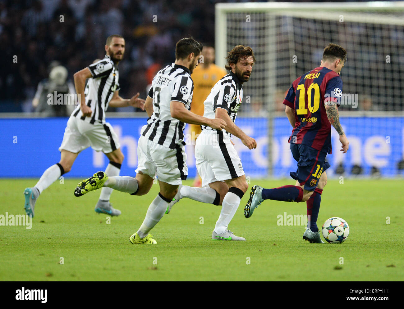 Berlin, Germany. 06th June, 2015. Barcelona's Lionel Messi (R) and ...