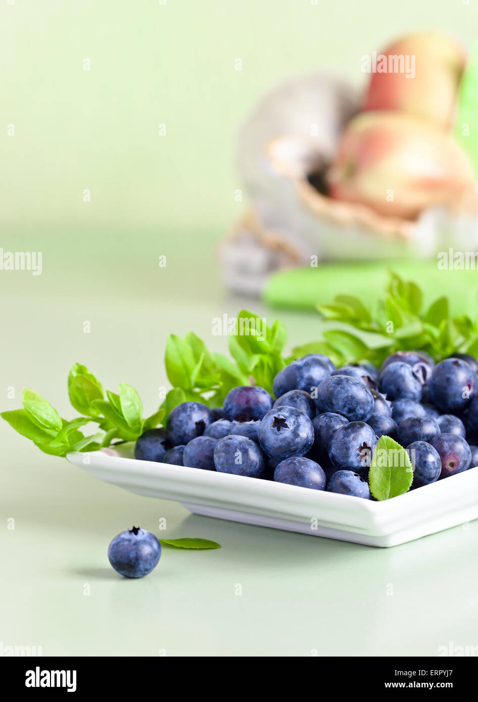 Blueberries, ripe berries on a kitchen table Stock Photo - Alamy