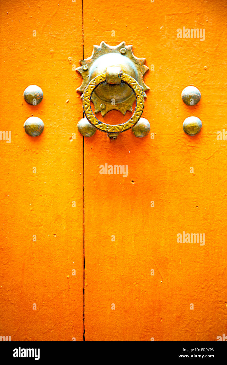 brown morocco in africa the old wood facade home and rusty safe padlock ...