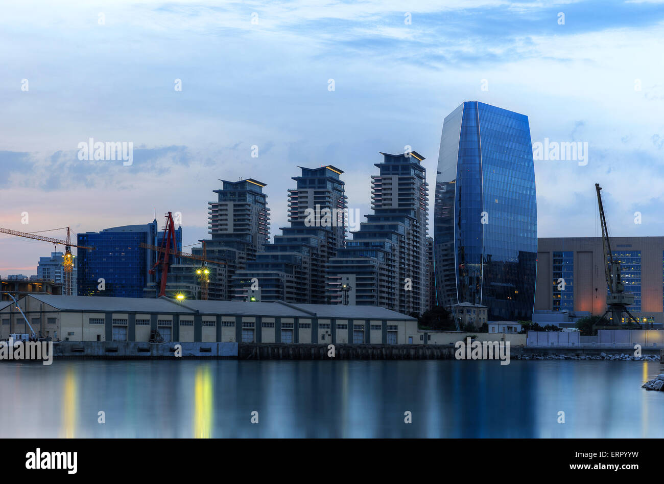 Modern buildings and the port in Baku (Azerbaijan Stock Photo - Alamy
