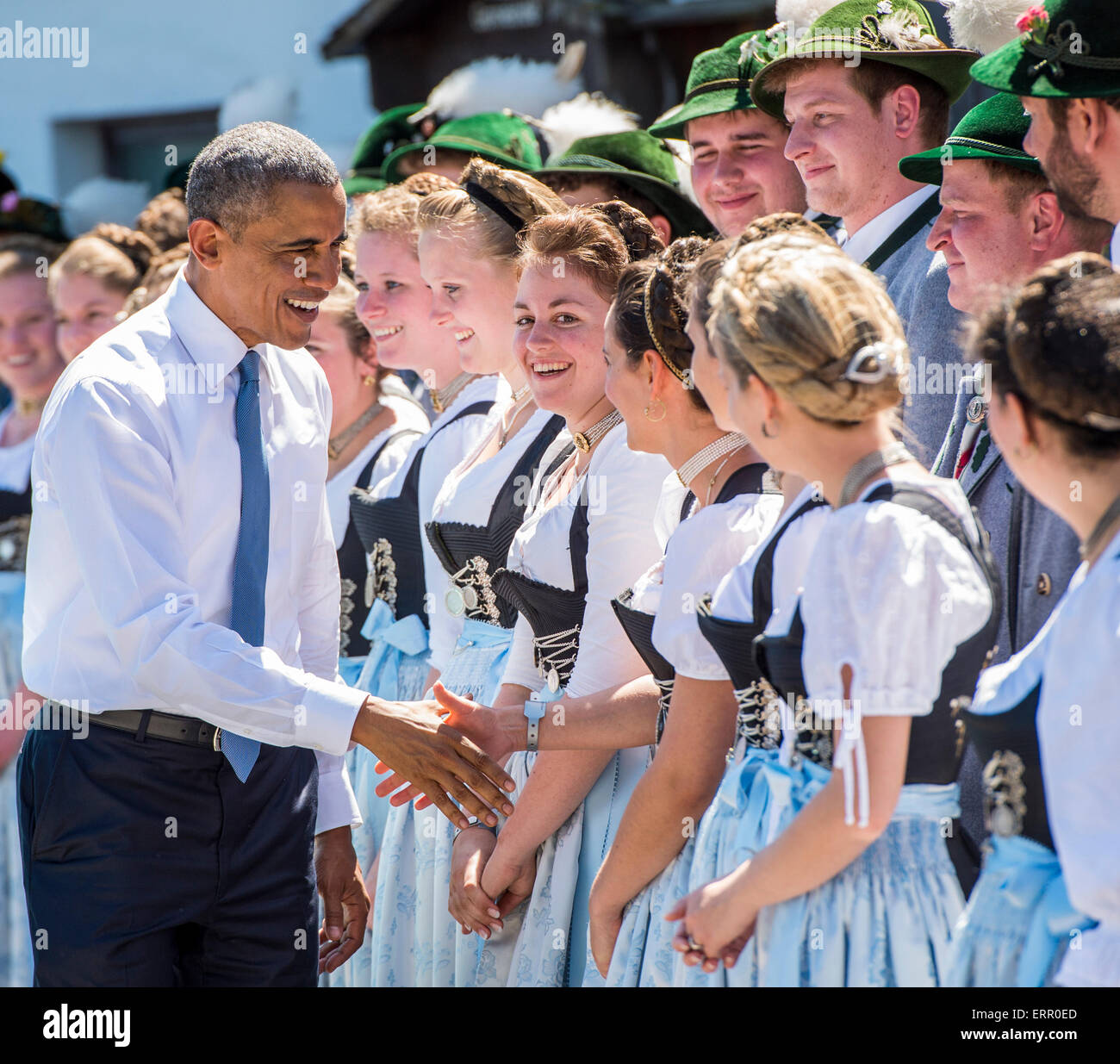 US President Barack Obama talks to members of the public in traditional ...