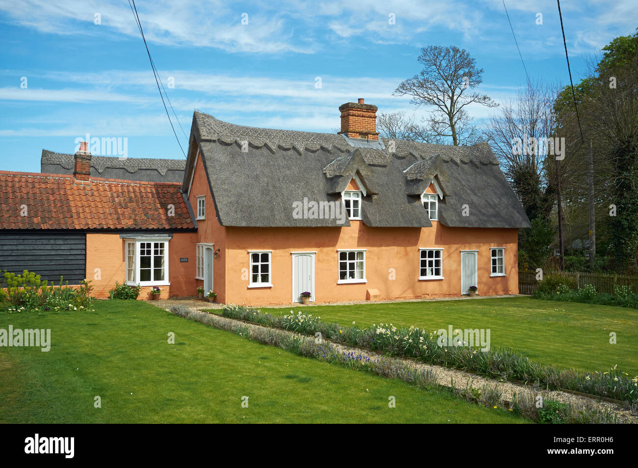 Thatched cottage Lower Ufford Suffolk UK Stock Photo - Alamy