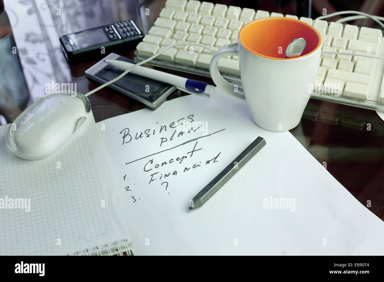 Draft of a business plan Stock Photo - Alamy