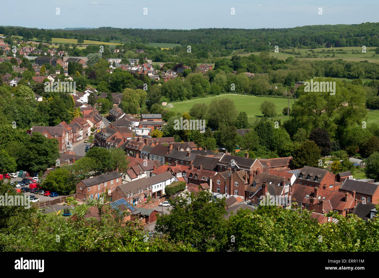 View of the village from St. Peter`s churchyard, Kinver, Staffordshire ...
