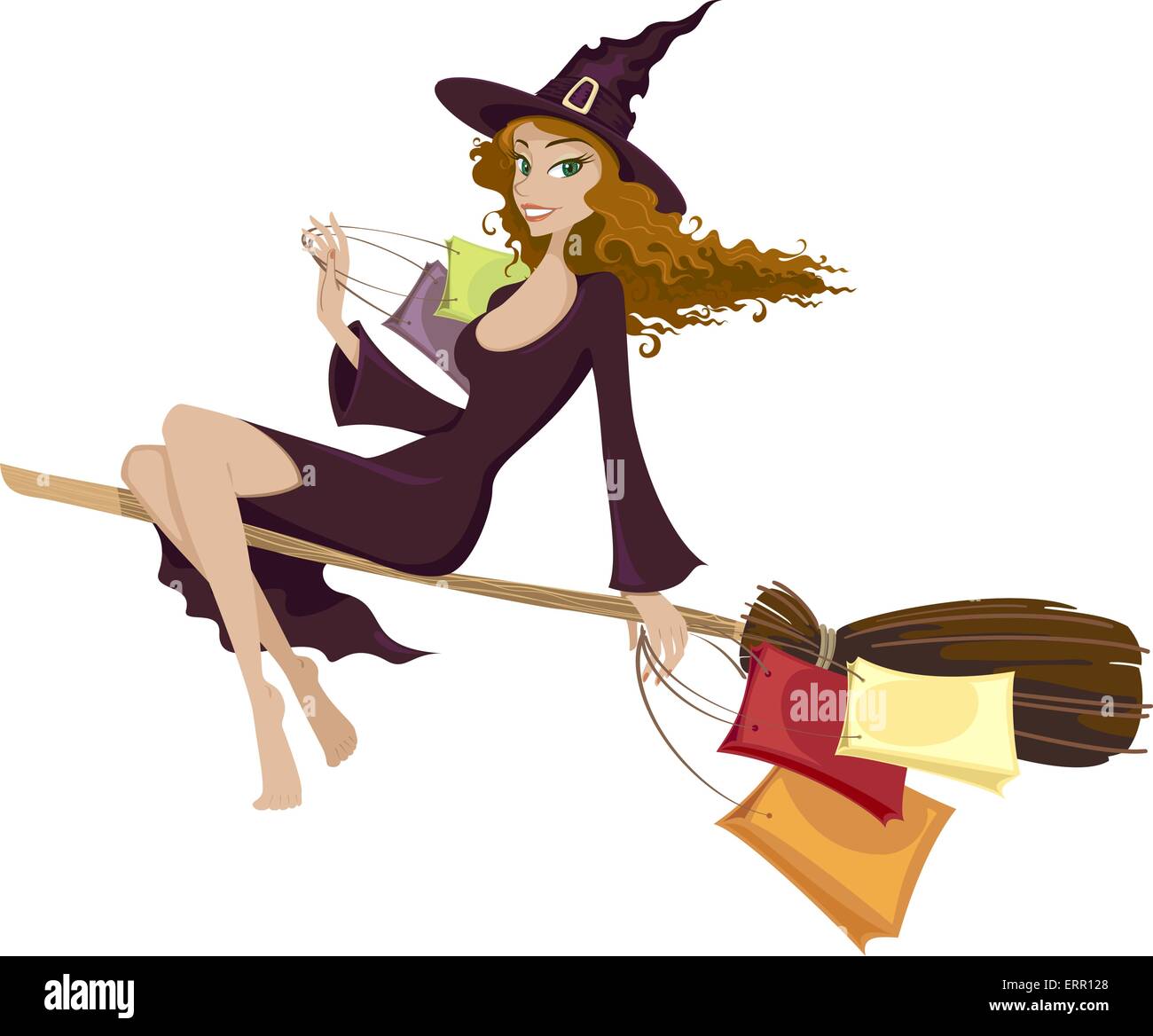 halloween witch flying on the broom Stock Vector Image & Art - Alamy