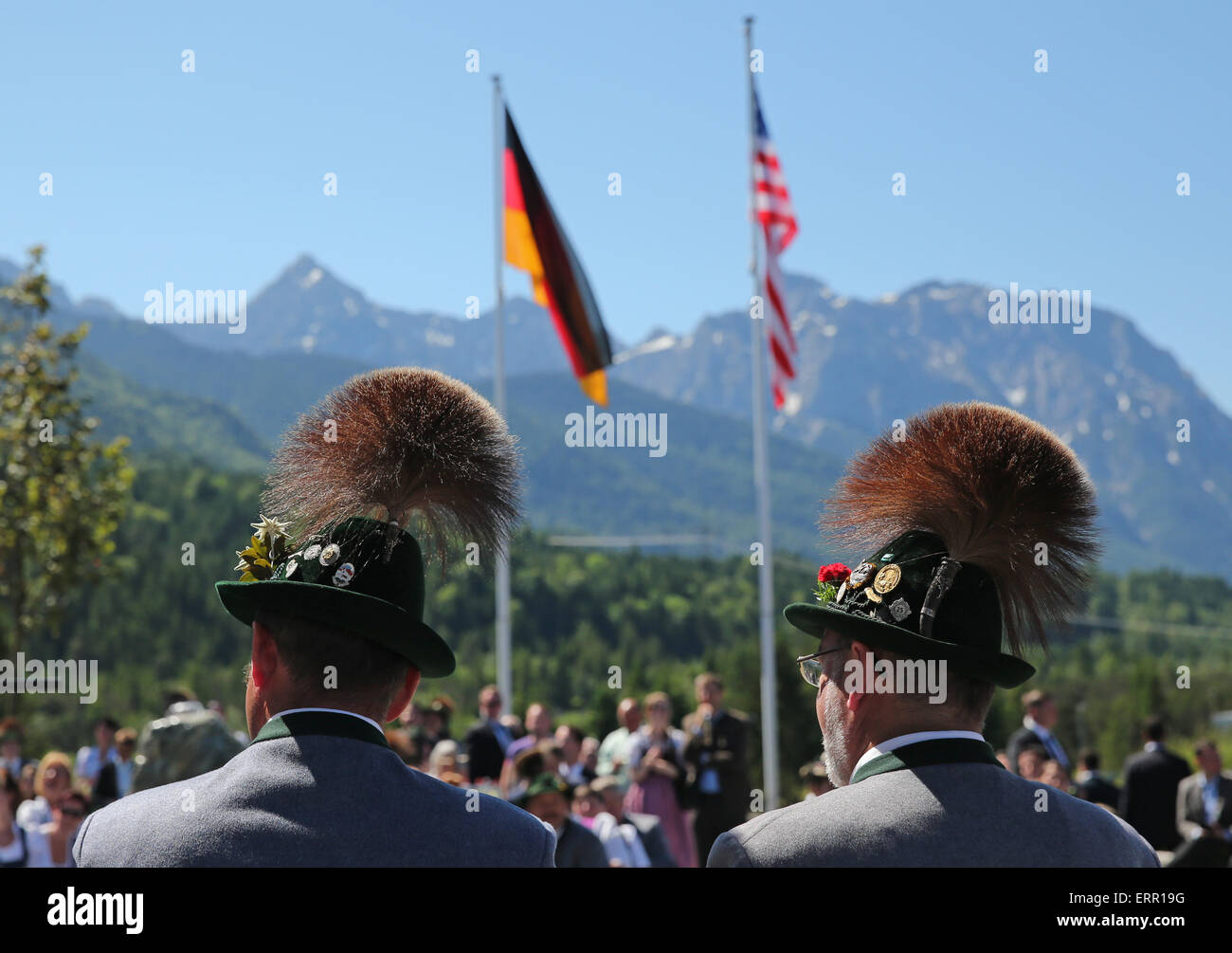 Two men in traditional costume during the visit of German Chancellor ...