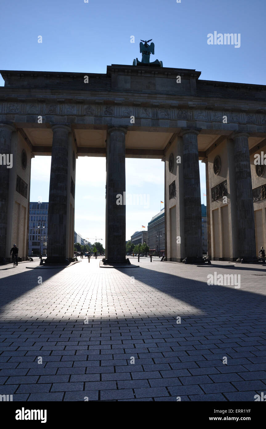 Brandenburg Gate in Berlin in the bright morning sunshine Stock Photo ...