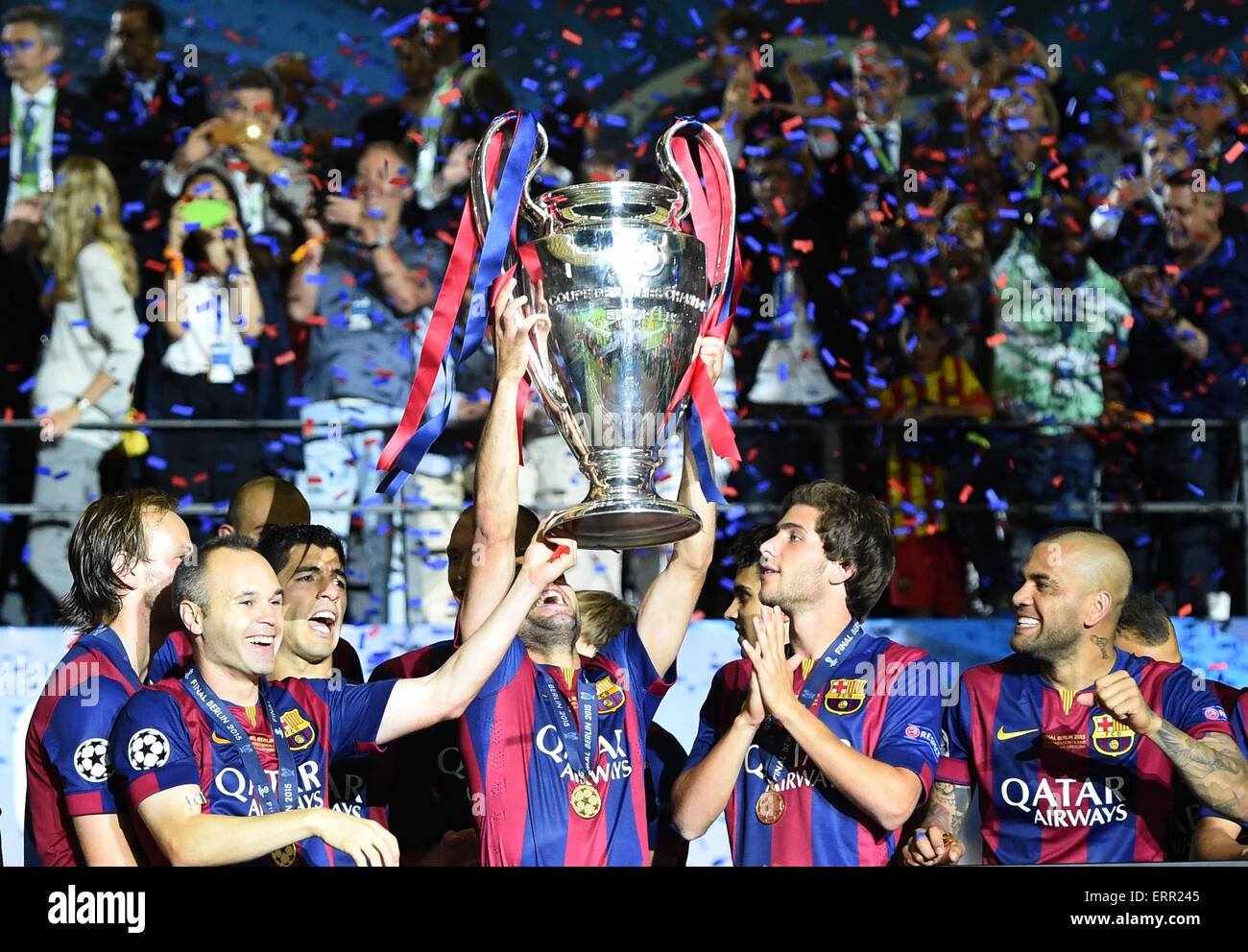 Berlin, Germany. 06th June, 2015. Barcelona's team celebrates with the ...