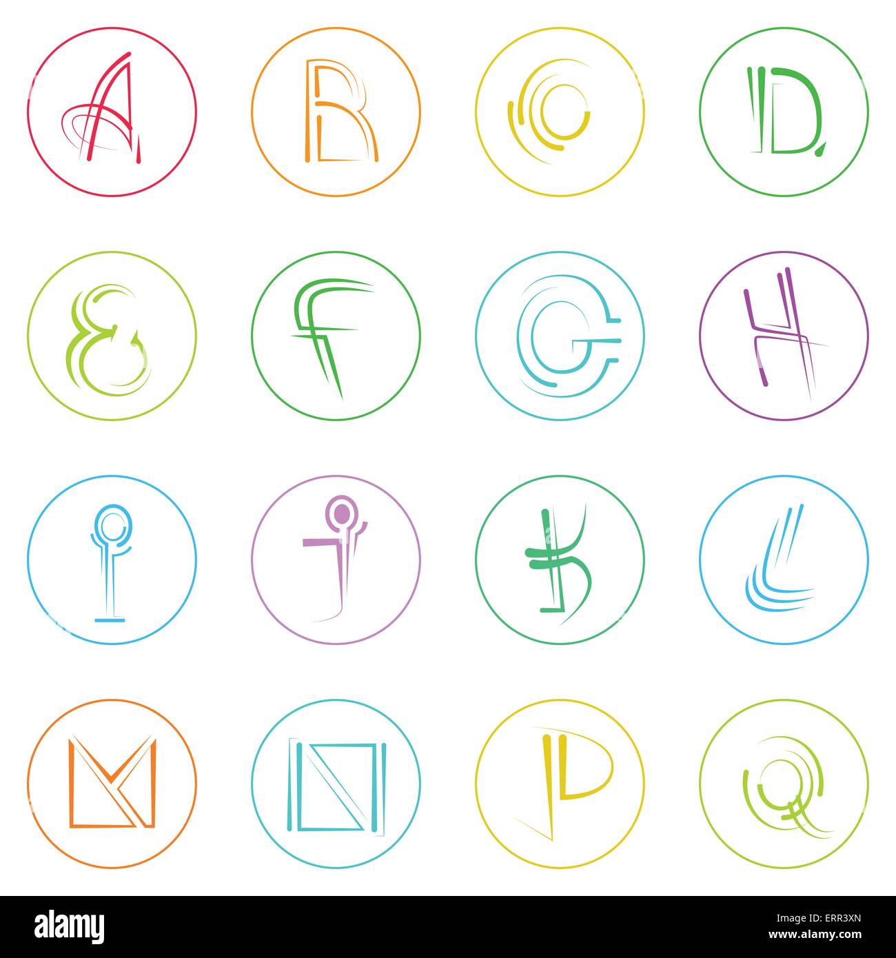 Abstract Logo Icons Set Thin Line Simple Colorful Collection ...