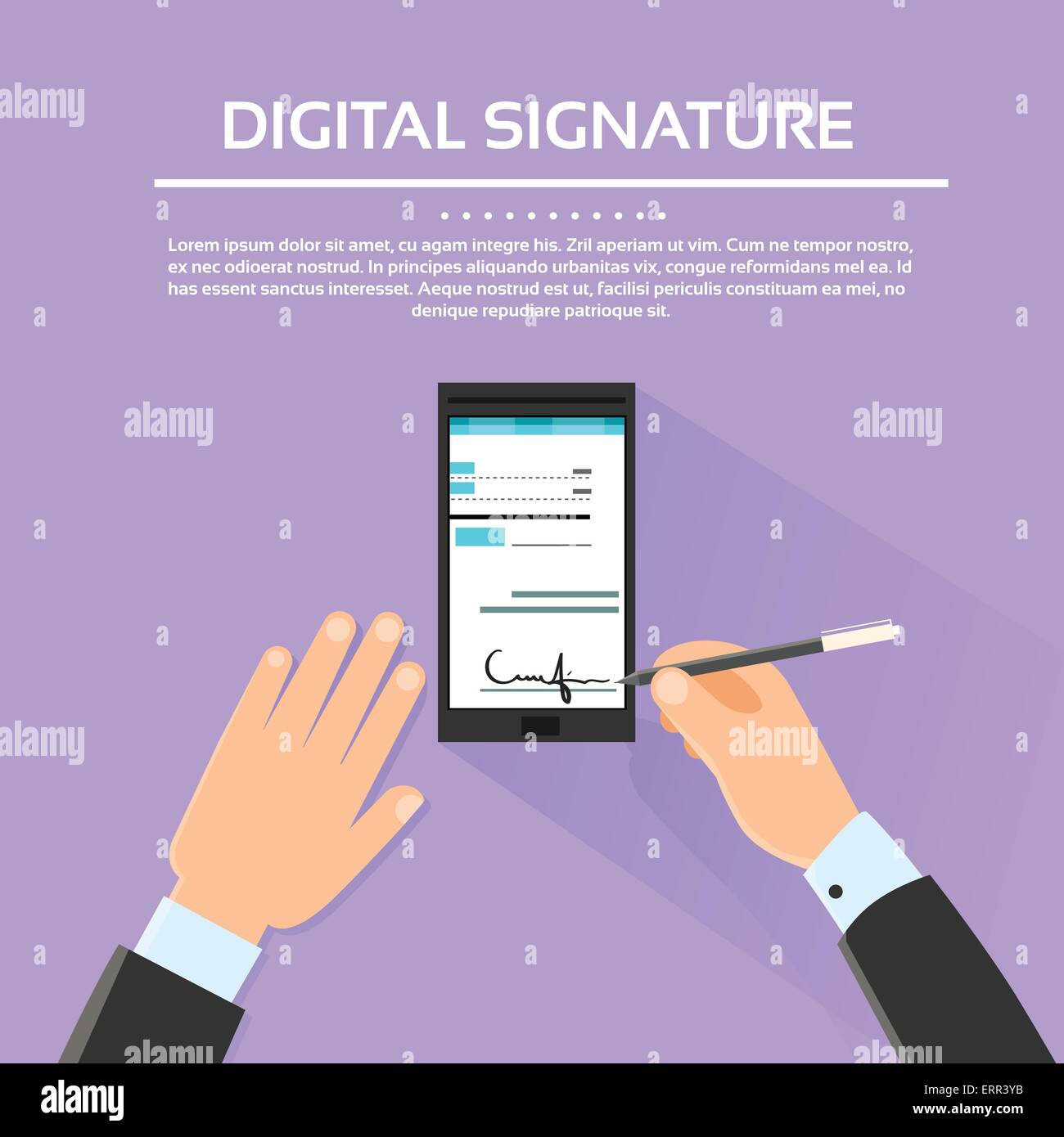 Digital Signature Smart Cell Phone Businessman Hands Sign Up Stock ...