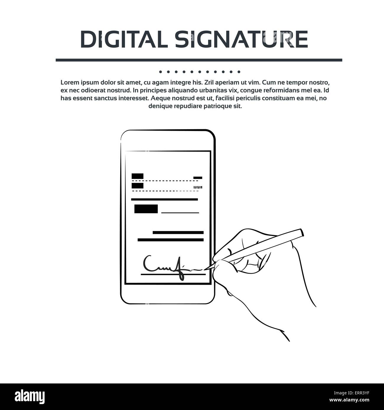 Digital Signature Smart Cell Phone Businessman Black Hands Silhouette ...