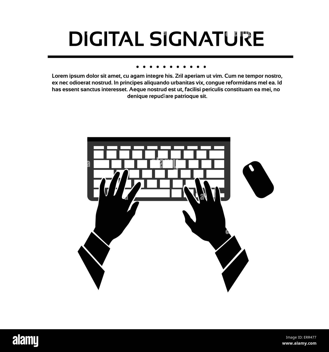 Keyboard Hand Type Black White Silhouette Vector Stock Vector Image ...