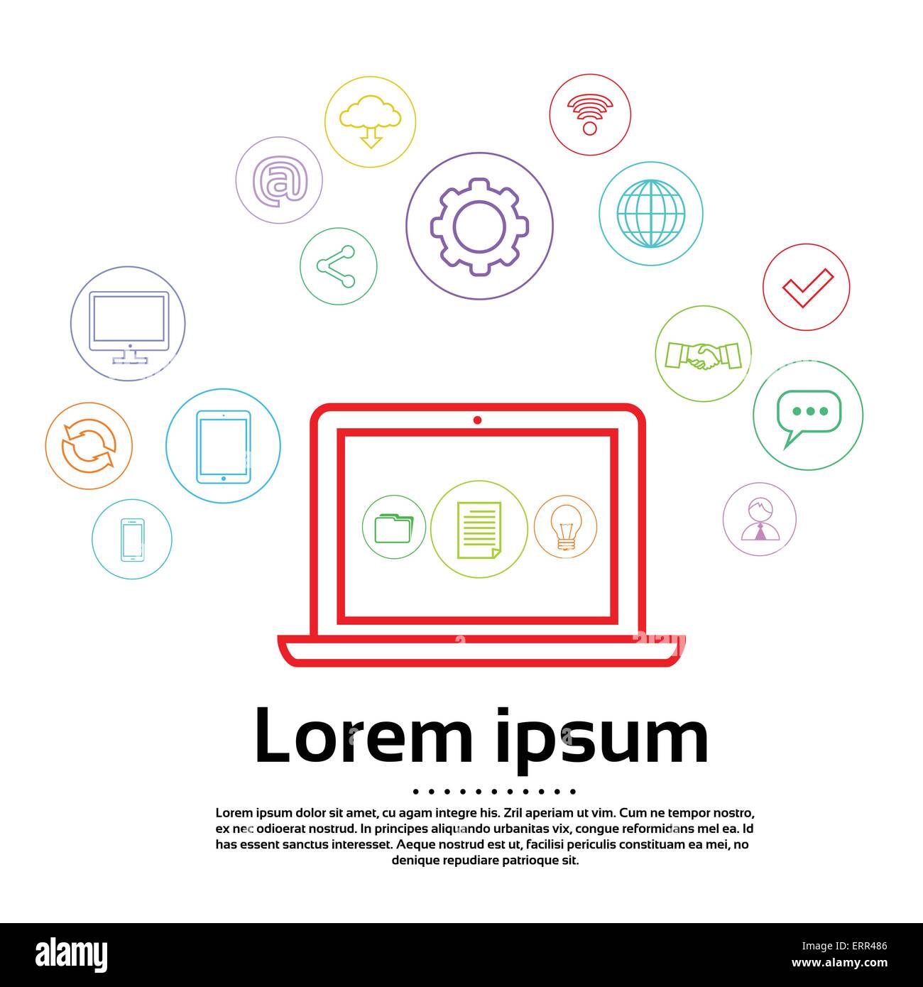 Laptop Logo Set Computer Simple Icon Connection Thin Line Collection ...