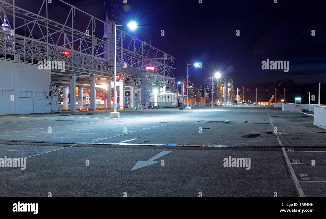 Empty car park at night Stock Photo - Alamy