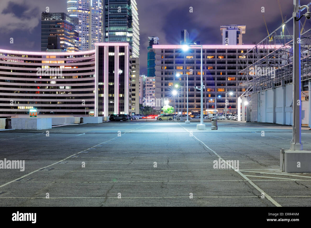 Empty car park at night Stock Photo - Alamy