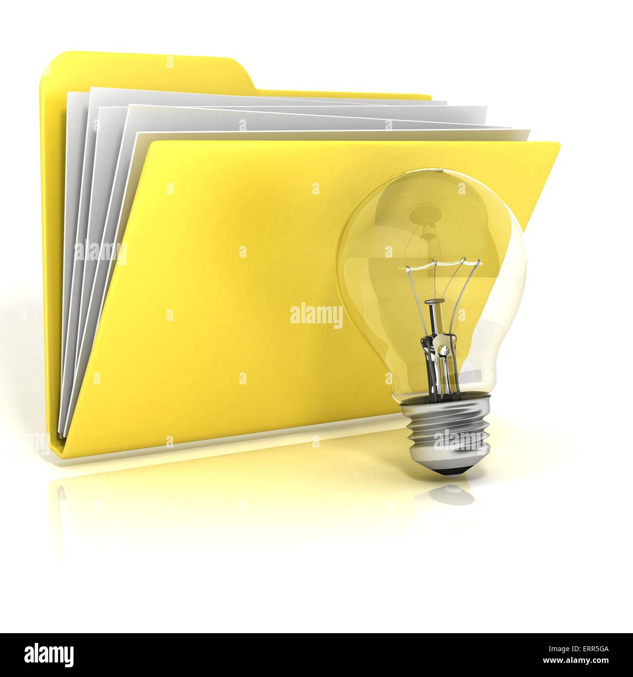 Light bulb, idea folder icon, 3D render illustration, isolated on white ...