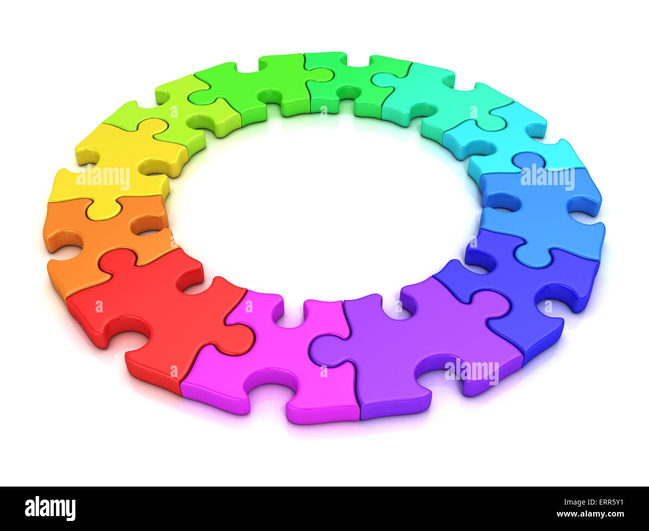 3d colorful puzzle chart wheel, isolated on white background. Top view ...