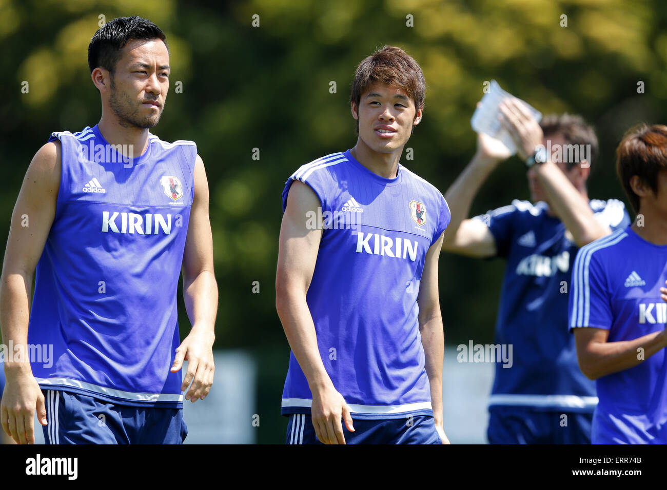 Akitsu Soccer Stadium, Chiba, Japan. 7th May, 2015. (L-R) Maya Yoshida ...