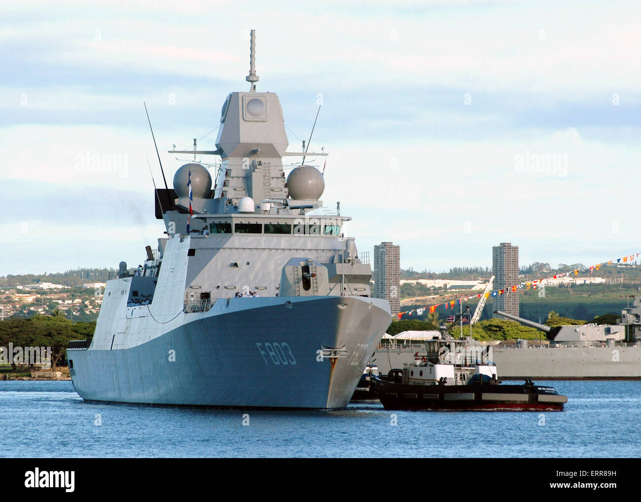 The Royal Netherlands Navy De Zeven Provincien class frigate HNLMS Tromp enters Naval Station ...