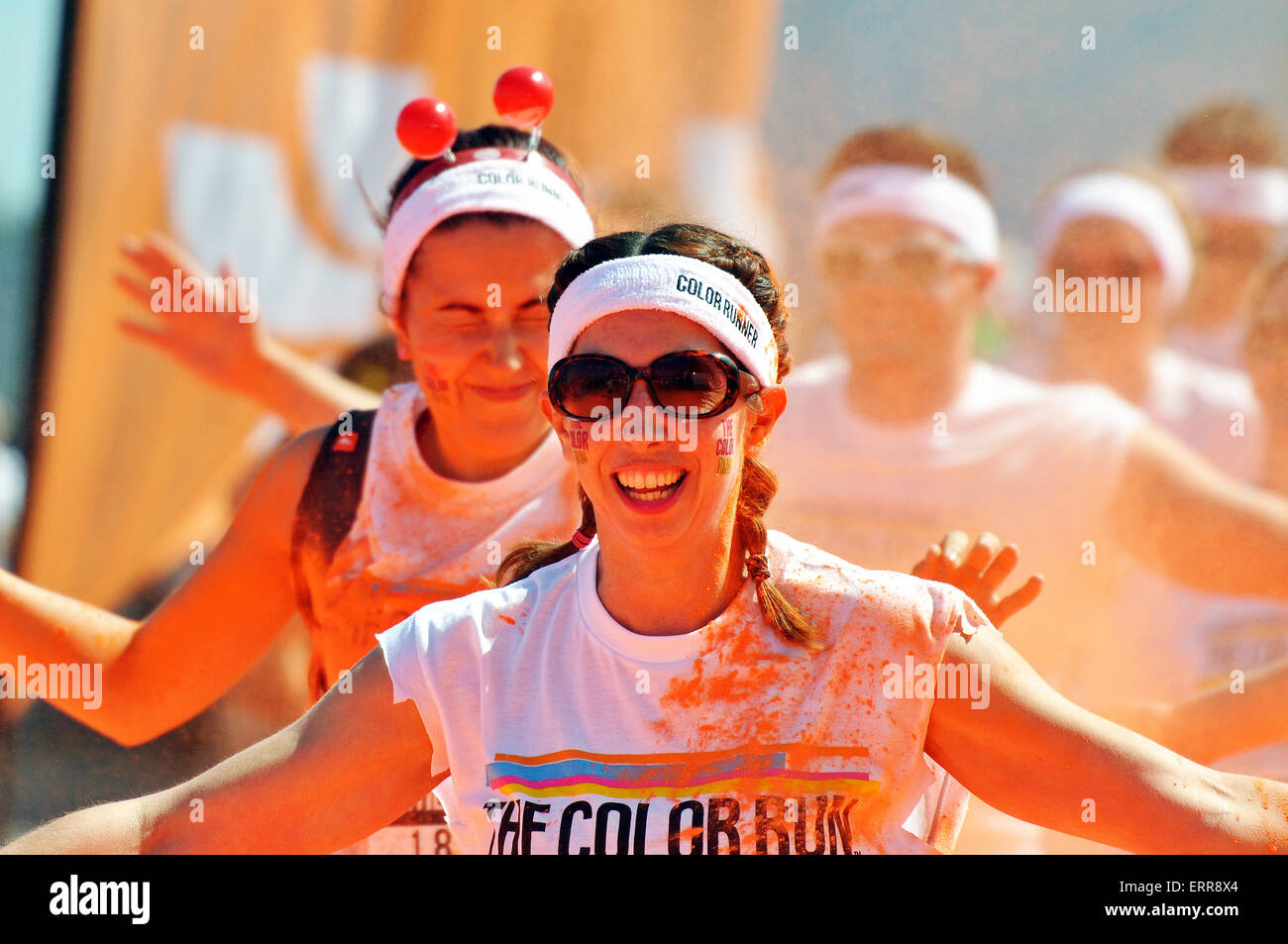 The Color Run Wembley, UK. Runners covered in coloured powder. London ...