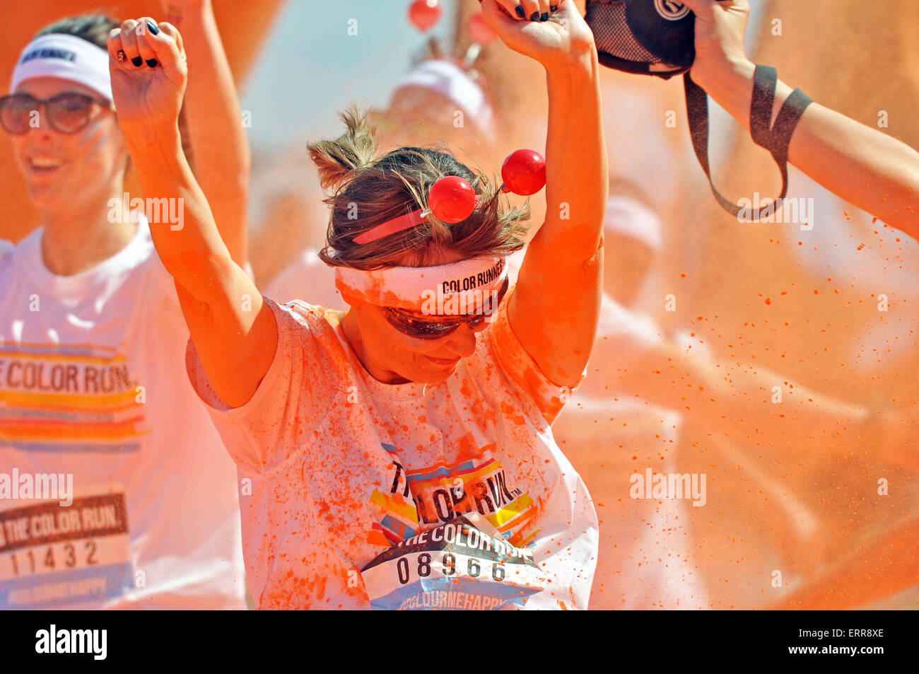 The Color Run Wembley, UK. Runners covered in coloured powder. London ...