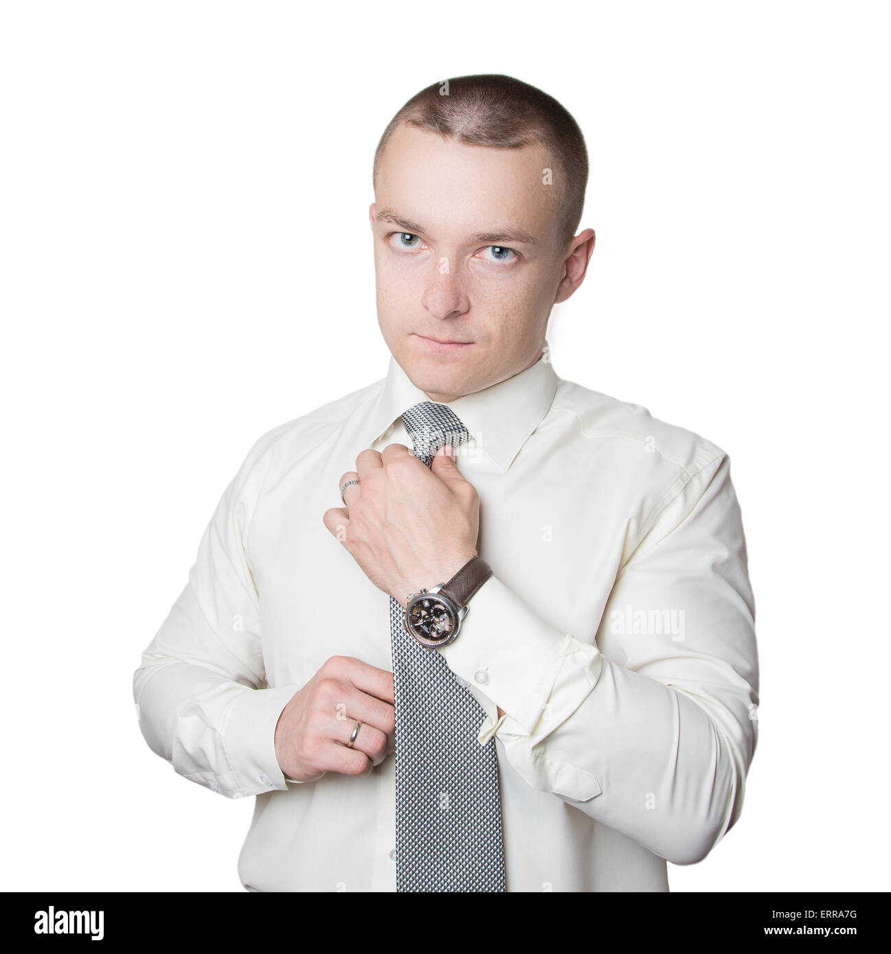office worker tying a tie Stock Photo - Alamy