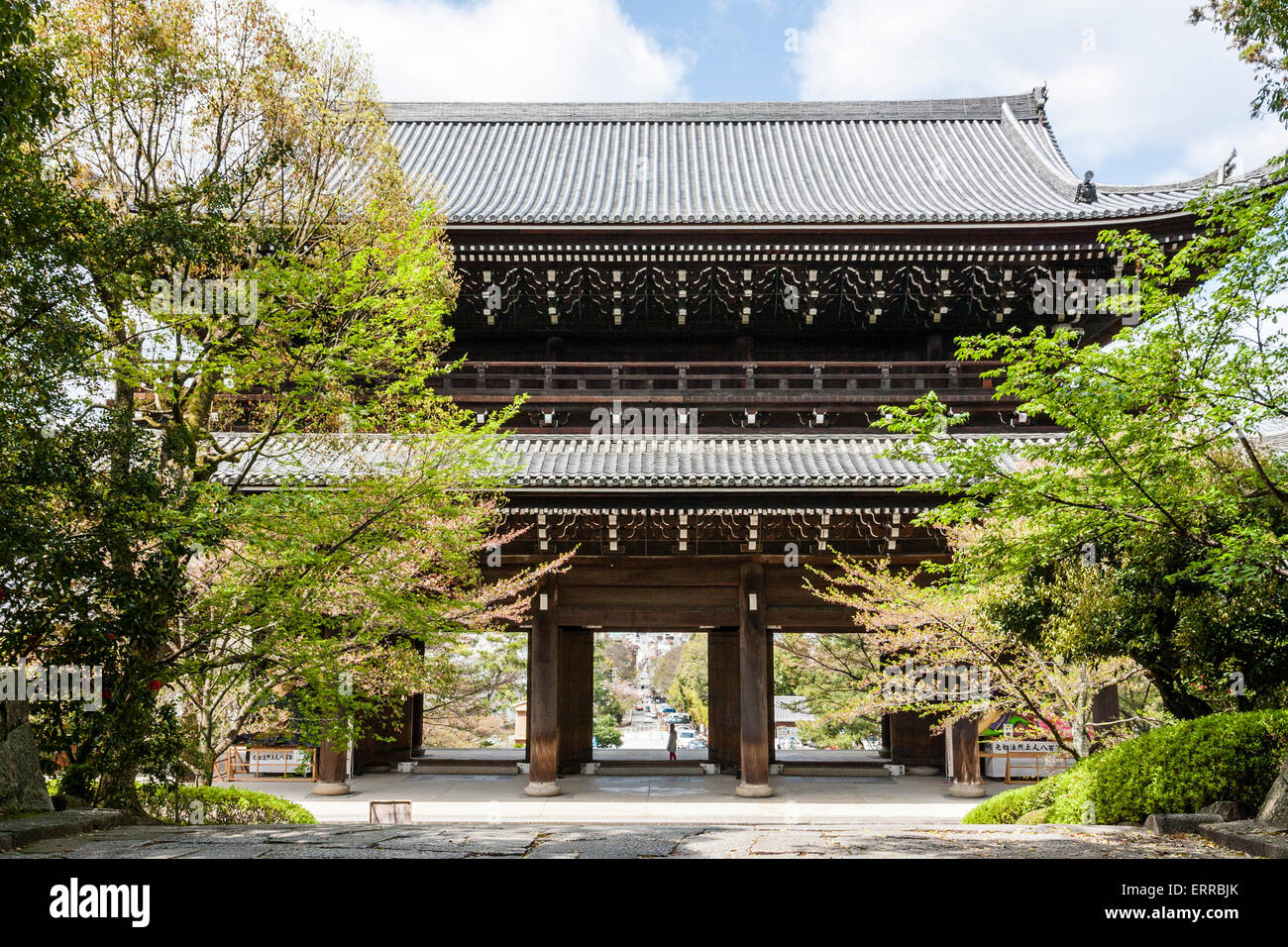 The massive two story Sanmon Gate, the largest wooden gate in Japan, at ...