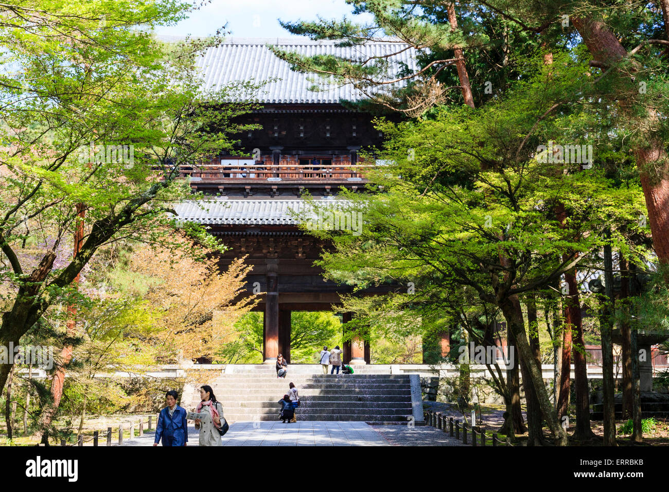The massive wooden Sanmon gate at the Nanzenji temple in Kyoto seen in ...