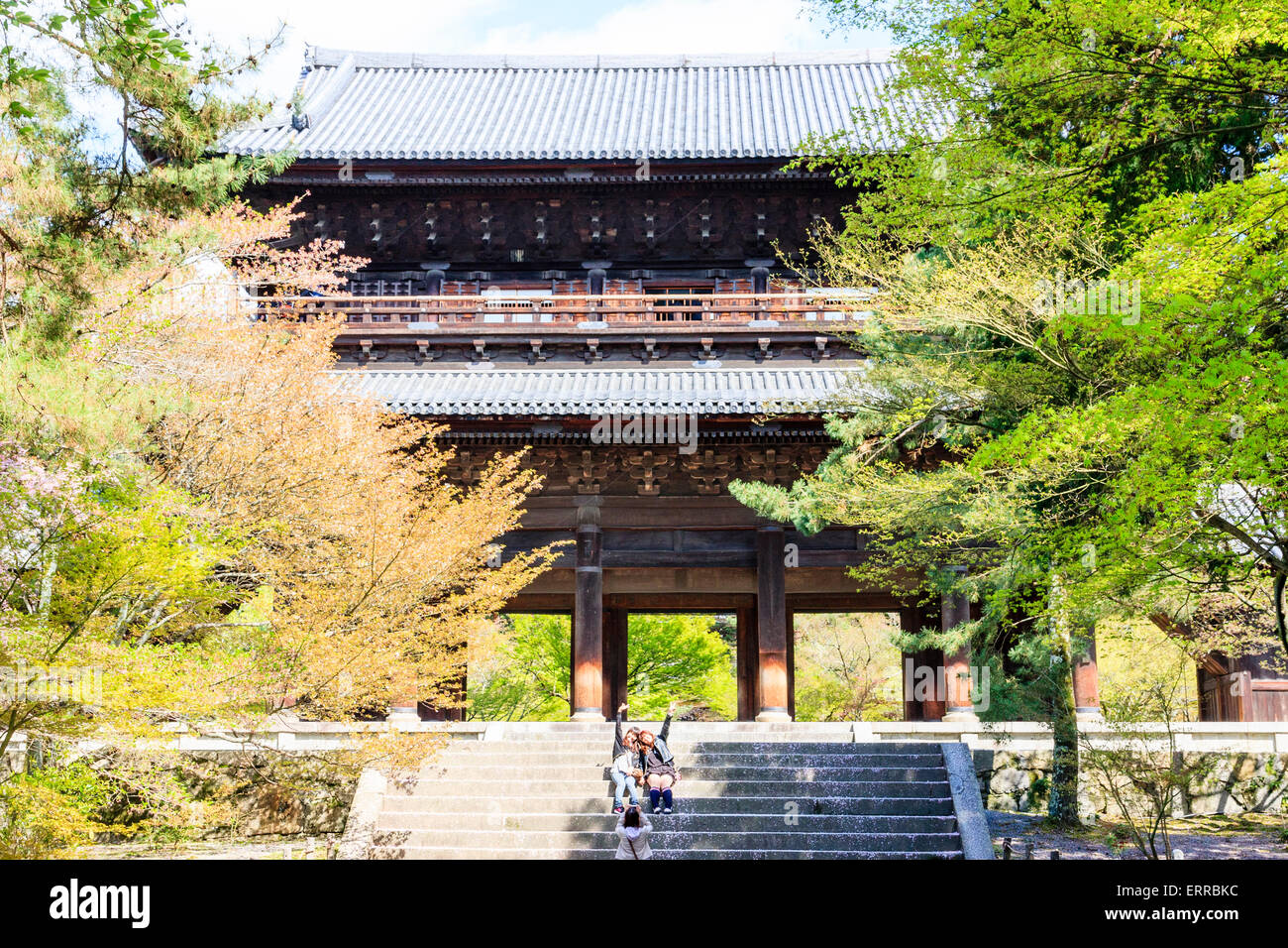 The massive wooden Sanmon gate at the Nanzenji temple in Kyoto seen in ...