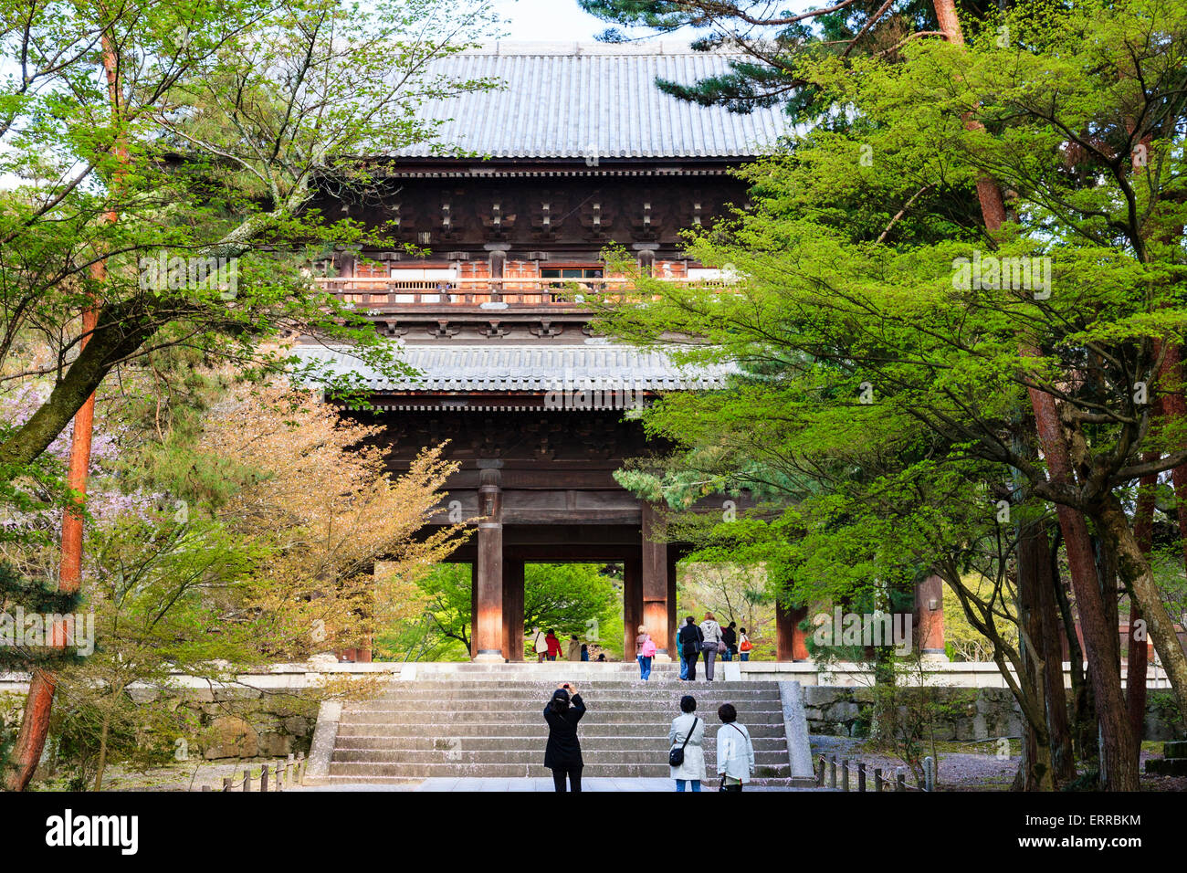 The massive wooden Sanmon gate at the Nanzenji temple in Kyoto seen in ...