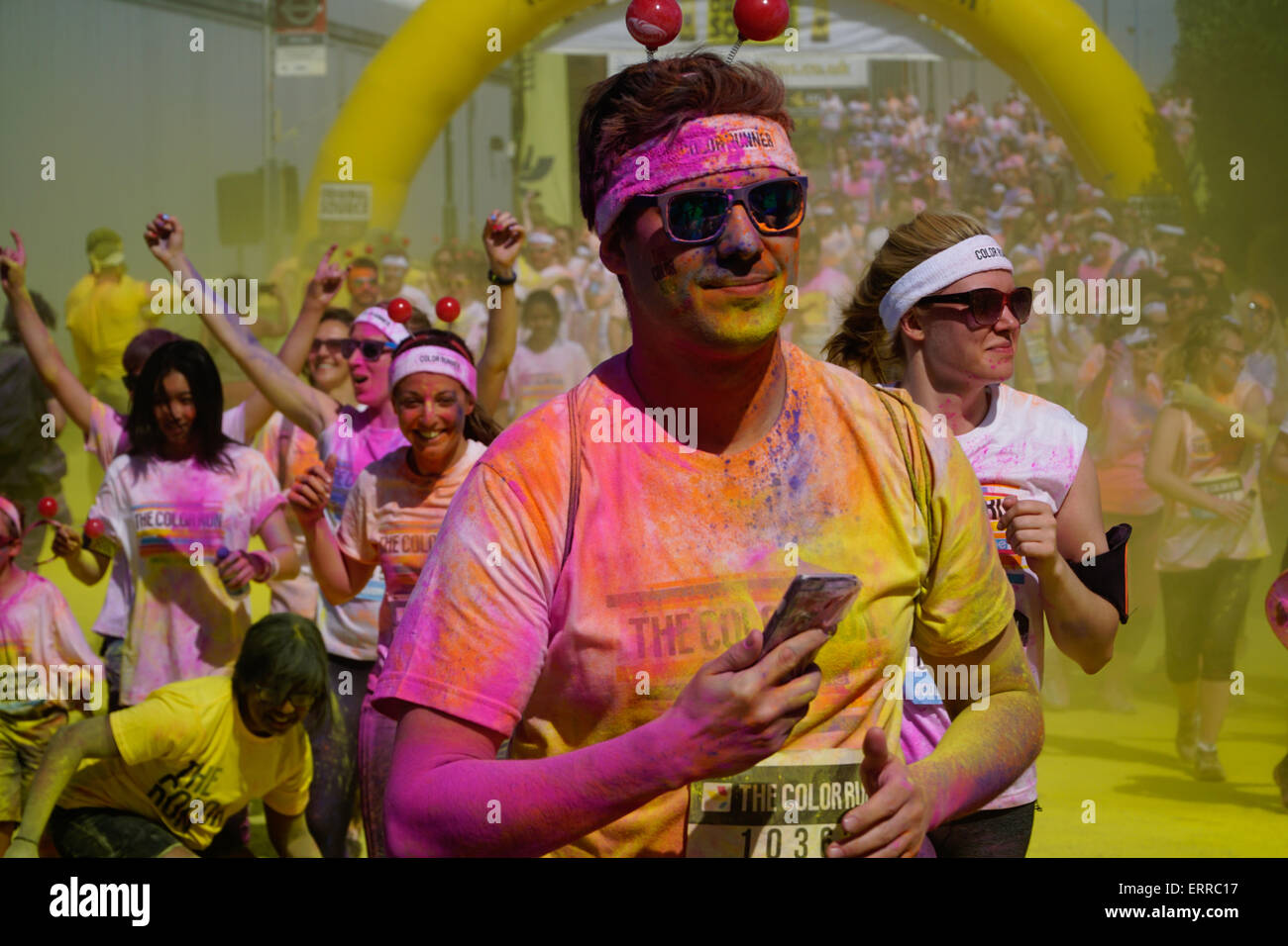 London,UK, 7th June 2015 : Over 19,000 people took part in the Color ...