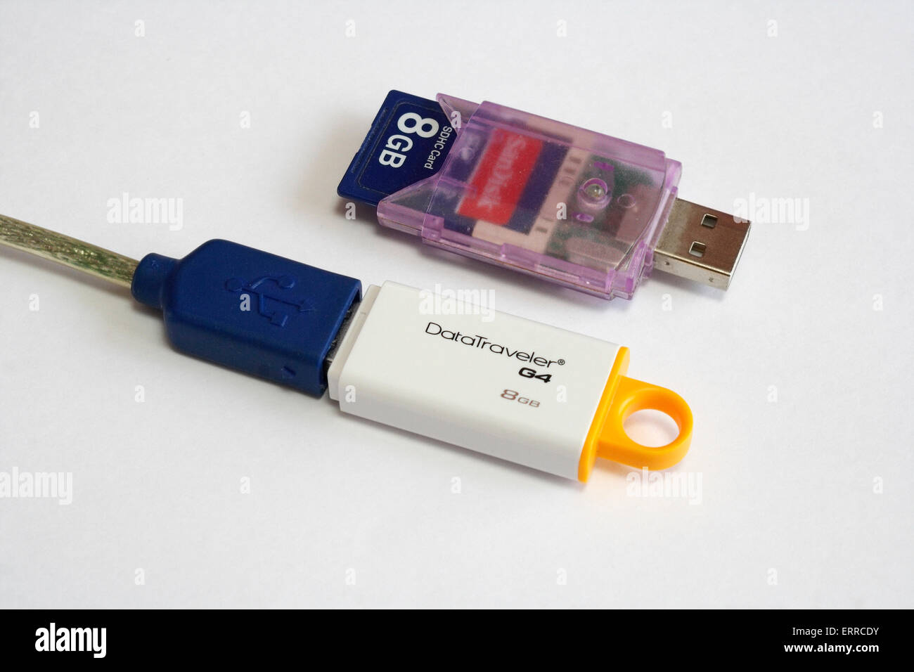 USB Memory and Connector, SDHC Card and adapter. data storage Stock ...